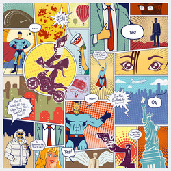 Comics book page bubbles composition print Vector Image