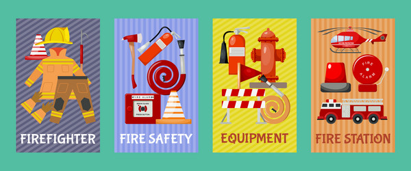 Fire safety set banners Royalty Free Vector Image