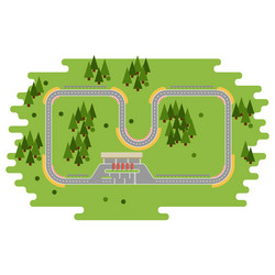 Cartoon race track with cars top view Royalty Free Vector