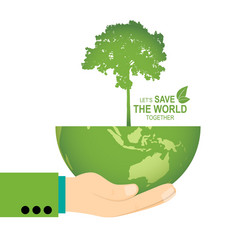Save the world poster design template with hand Vector Image