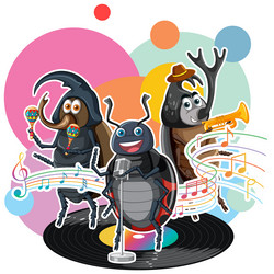Insect music band playing in nature Royalty Free Vector