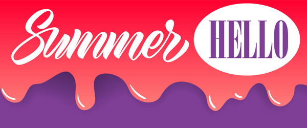 Hello summer script text design template Vector Image