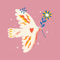 Concept for world peace day postcard with dove Vector Image