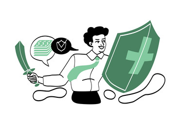 People with shields protecting Royalty Free Vector Image