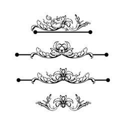 Vintage divider set retro line text page separator