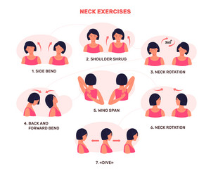 Head rotation exercise neck relaxing stretch Vector Image