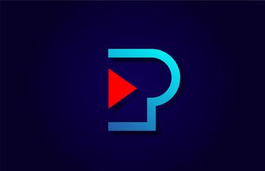 Blue red p alphabet letter logo icon design Vector Image
