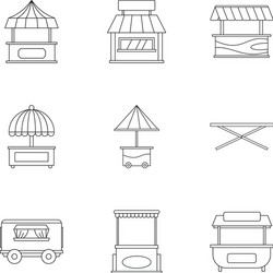 Market stall icon set outline style Royalty Free Vector