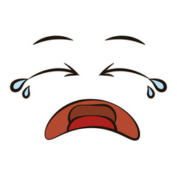 White flat crying face expression avatar Vector Image