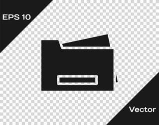 Black printer icon isolated on transparent Vector Image