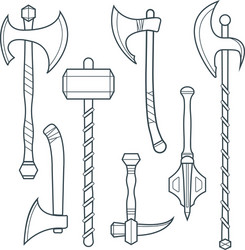 Big set silhouettes of the cold steel Royalty Free Vector