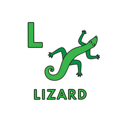 Cartoon lizard flashcard for children Royalty Free Vector