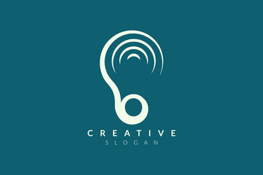 Ear logo design with sound waveforms minimalist Vector Image