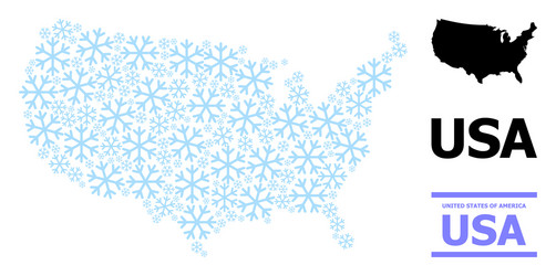 Winter collage map usa territories snow Royalty Free Vector