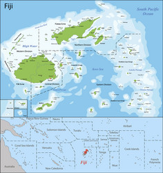 Fiji editable outline map Royalty Free Vector Image