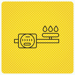 Gas counter icon pipe with fire sign Royalty Free Vector