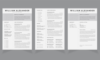 Professional curriculum resume layout with cover Vector Image