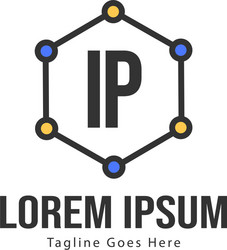 Initial ip logo template with modern frame Vector Image
