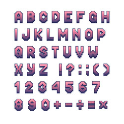 Pixel retro 8 bit alphabet Royalty Free Vector Image
