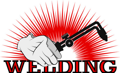 Welding with tool symbol Royalty Free Vector Image