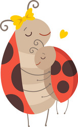 Happy ladybug family mother ladybug and her child Vector Image