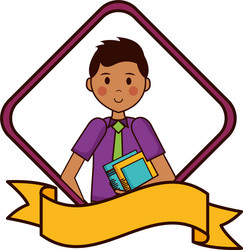 Man character portrait ribbon Royalty Free Vector Image