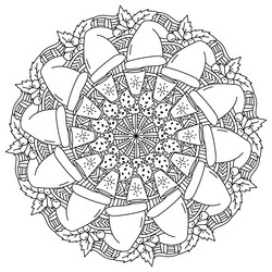 Christmas mandala meditative coloring page Vector Image