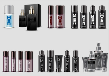 Set men cosmetic packaging on white background Vector Image