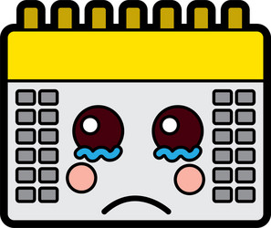 Calendar event cute cry kawaii cartoon Royalty Free Vector