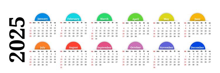 Calendar for 2025 isolated on a white background Vector Image