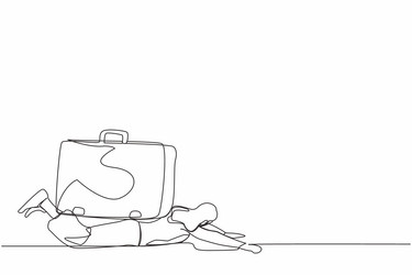 Single continuous line drawing unhappy Royalty Free Vector
