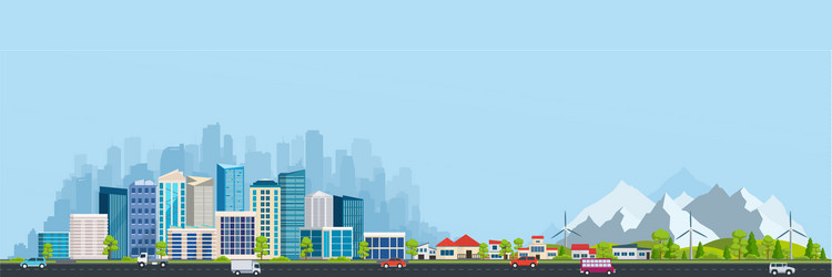 Landscape with buildings mountains Royalty Free Vector Image