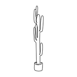 Set of cute cactus continuous one line drawing Vector Image