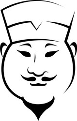 Chinese man in a straw conical hat line icon Vector Image