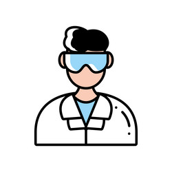 Male scientist holding beakers Royalty Free Vector Image