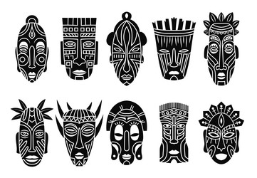 African ritual totem masks set Royalty Free Vector Image