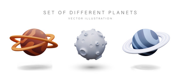 Realistic round moon with volcanic craters dead Vector Image