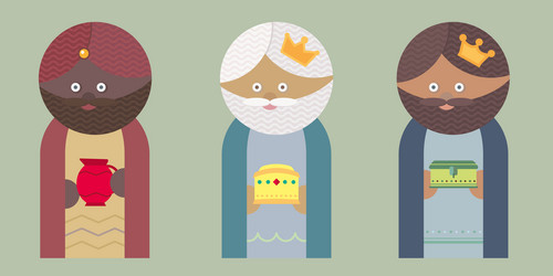Three wisemen cartoons icon epiphany day holy Vector Image
