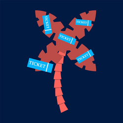 Decorative card with palm trees ticket Royalty Free Vector