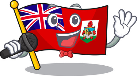 Flag bermuda cartoon on pole with headphone Vector Image