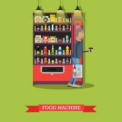 Vending machine cartoon snack and drinks selling Vector Image