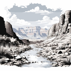 Grand canyon canyon hand-drawn comic Royalty Free Vector