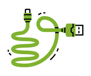 Green battery charger cable and usb wire Vector Image