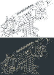 Heavy machine gun blueprints Royalty Free Vector Image