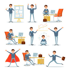 Man busy with work businessman characters Vector Image