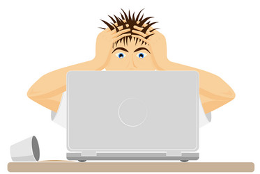 Cartoon woman character working on computer Vector Image