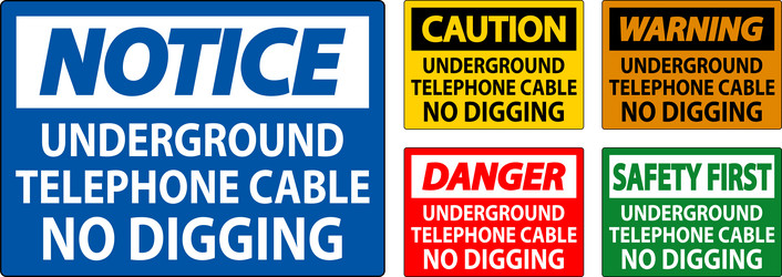 Warning sign underground telephone cable Vector Image