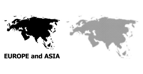Flat map europe and asia with caption Royalty Free Vector