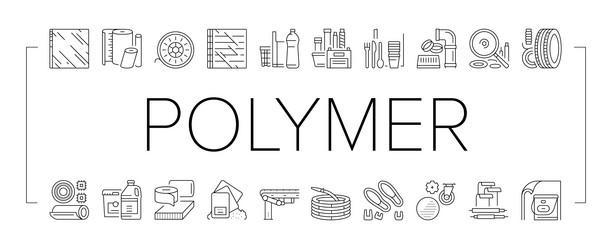 Polymer material industry goods icons set Vector Image