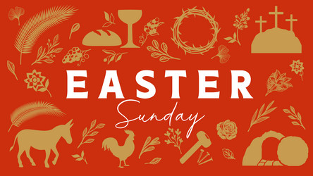 Morning easter sunday open tomb and three cross Vector Image